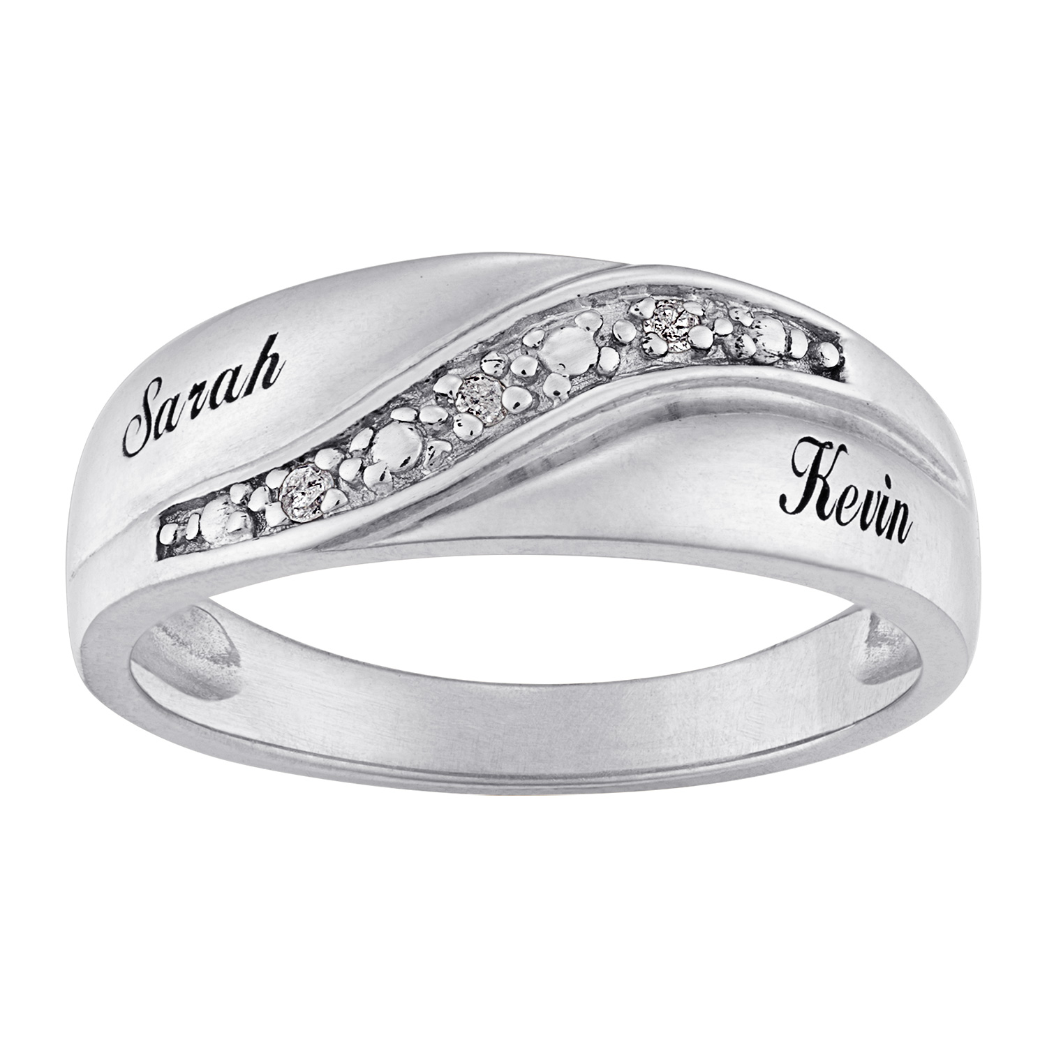 Men's Diamond Accent Engraved Name Wedding Band | HSN