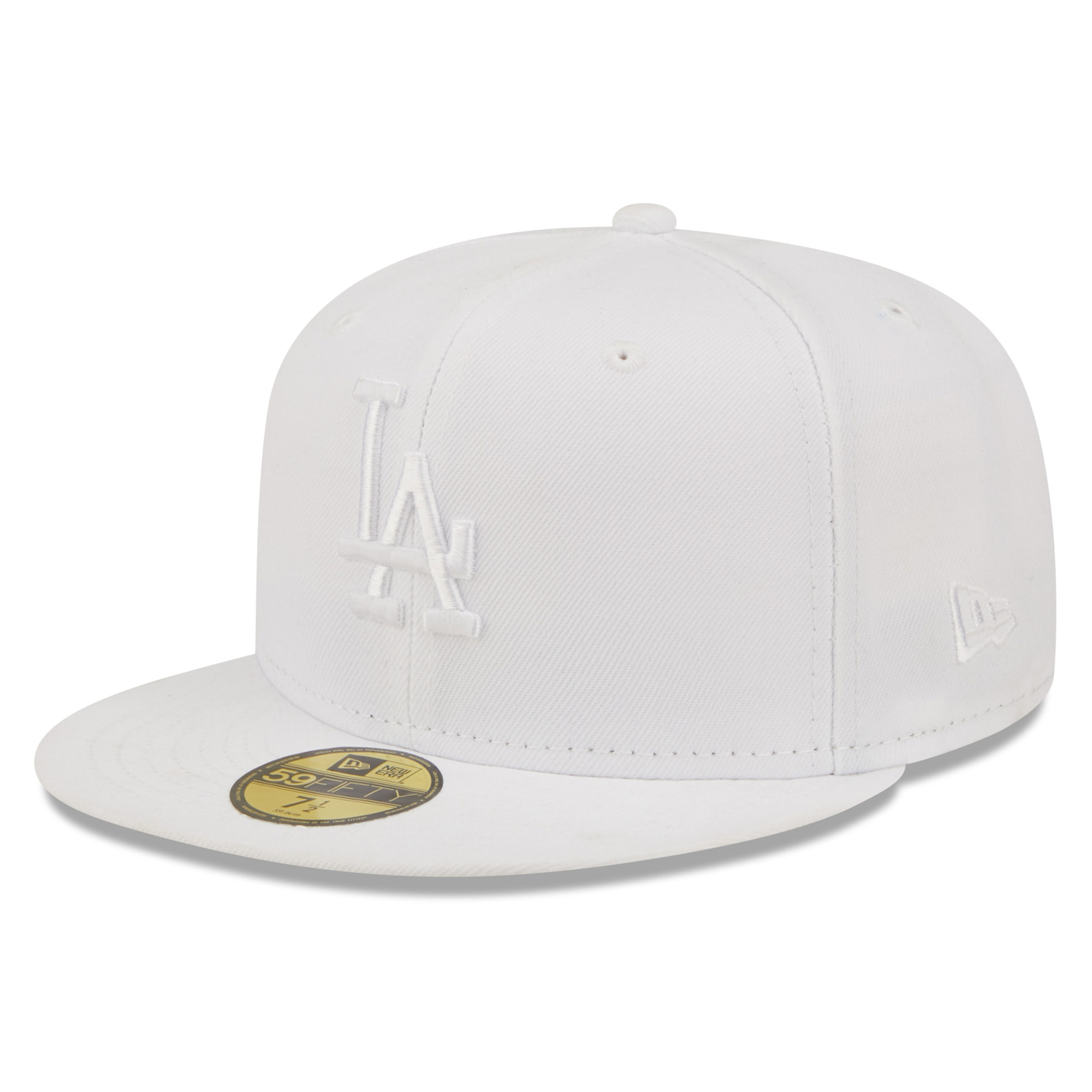 Officially Licensed MLB Men's New Era White Fitted Hat - Dodgers ...