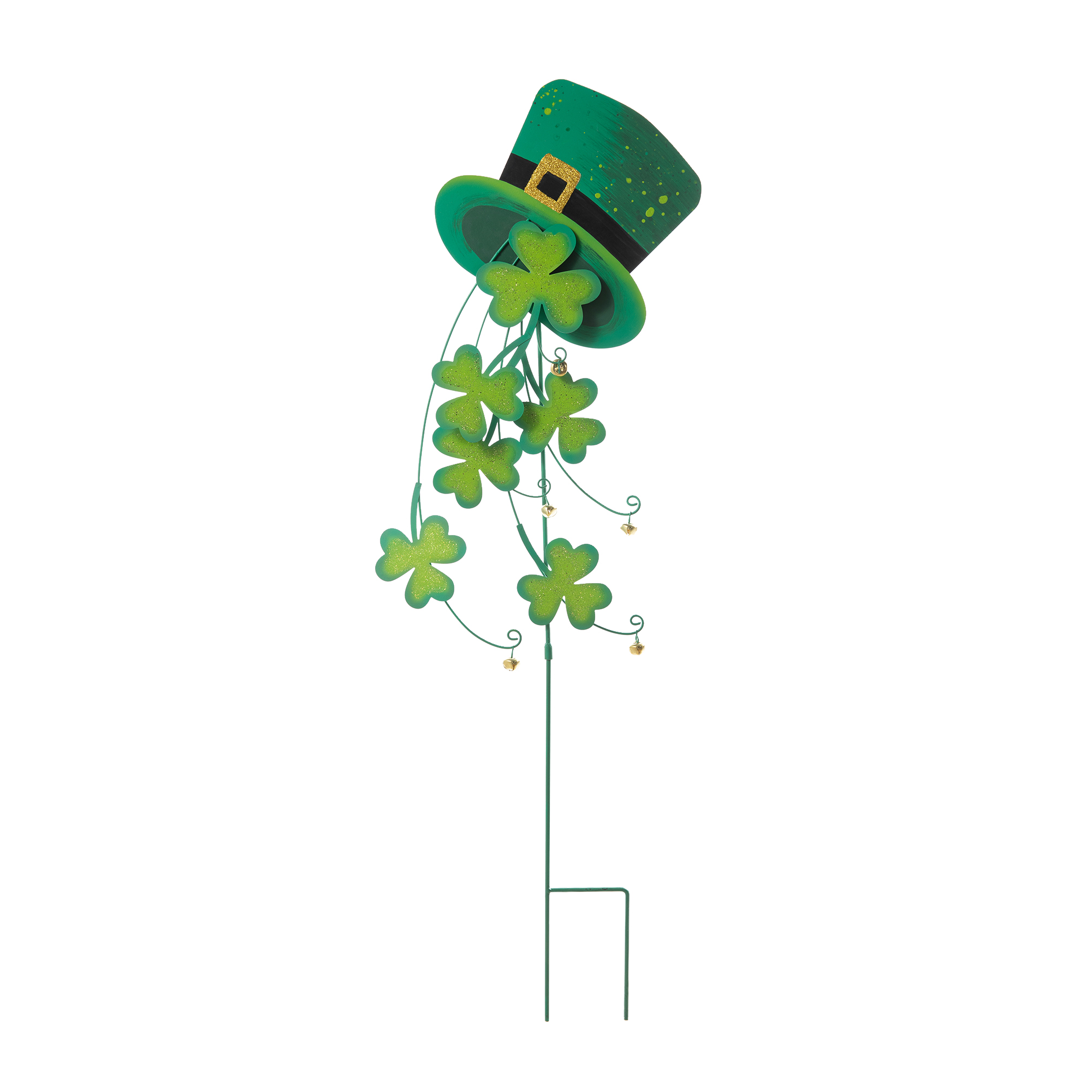 Glitzhome 42in H St. Patrick's Metal Leprechaun Shamrocks Yard stake | HSN