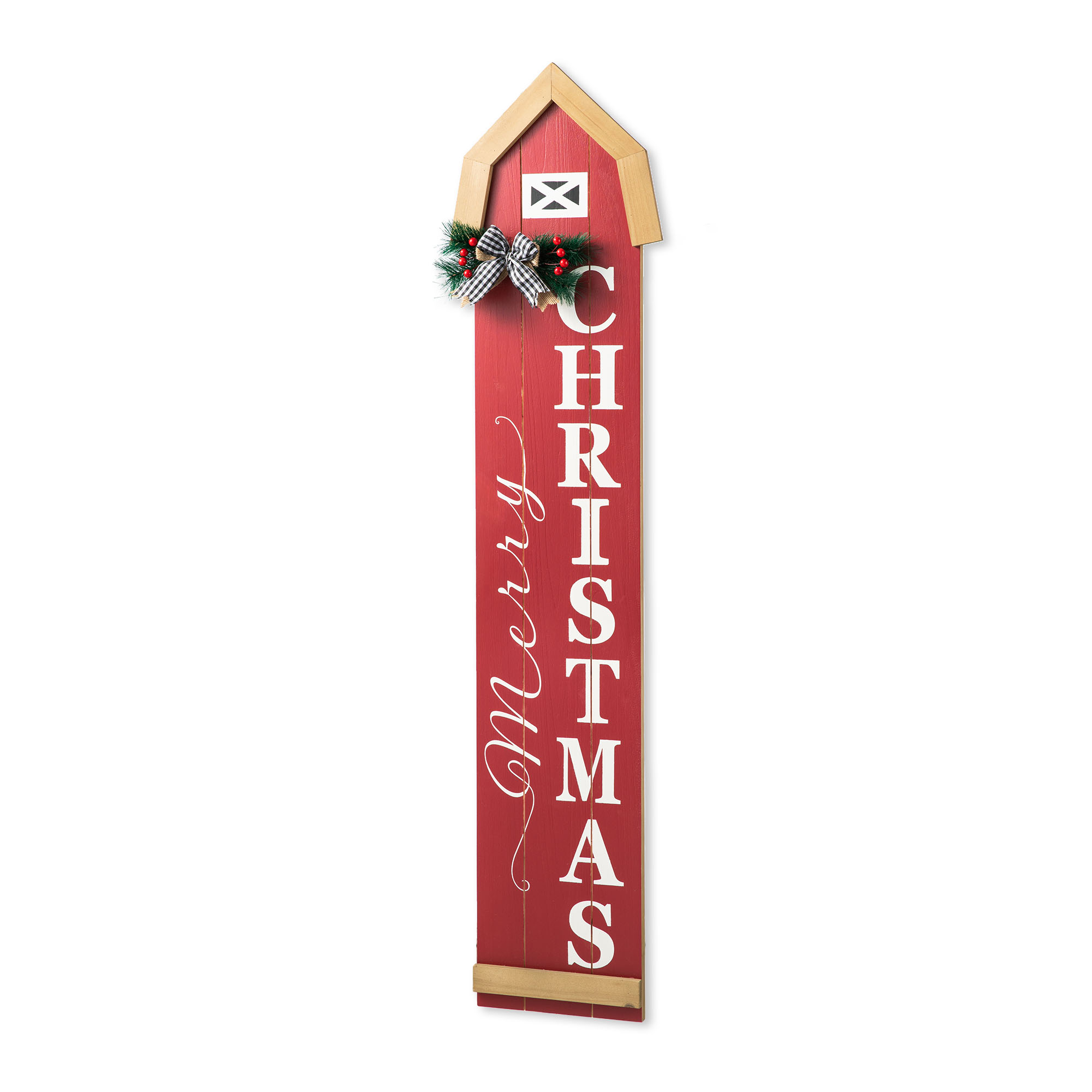 Glitzhome 42" Wooden "Merry Christmas" Vertical Barn Shaped Sign ...