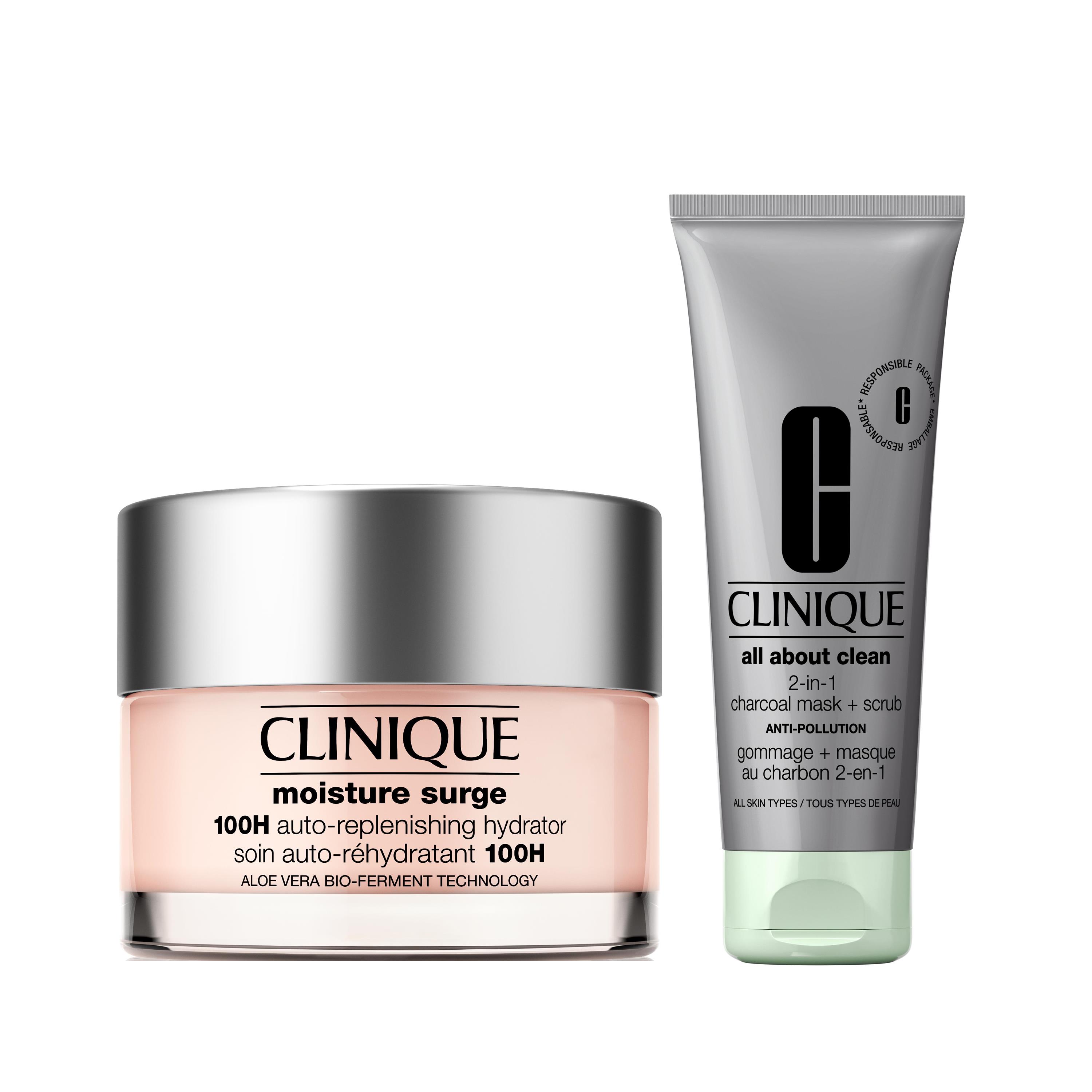 Clinique All About Clean Charcoal Mask & Scrub & Moisture Surge Bundle ...