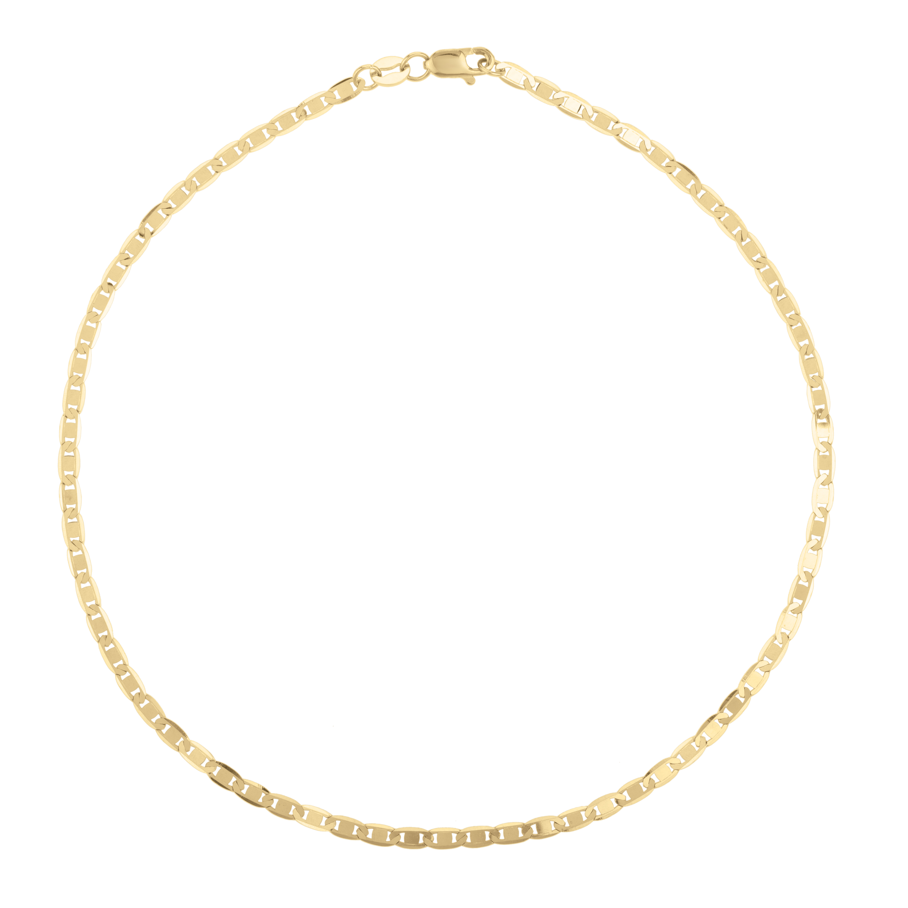 10K Yellow Gold Classic Mariner Anklet with Lobster Clasp | HSN