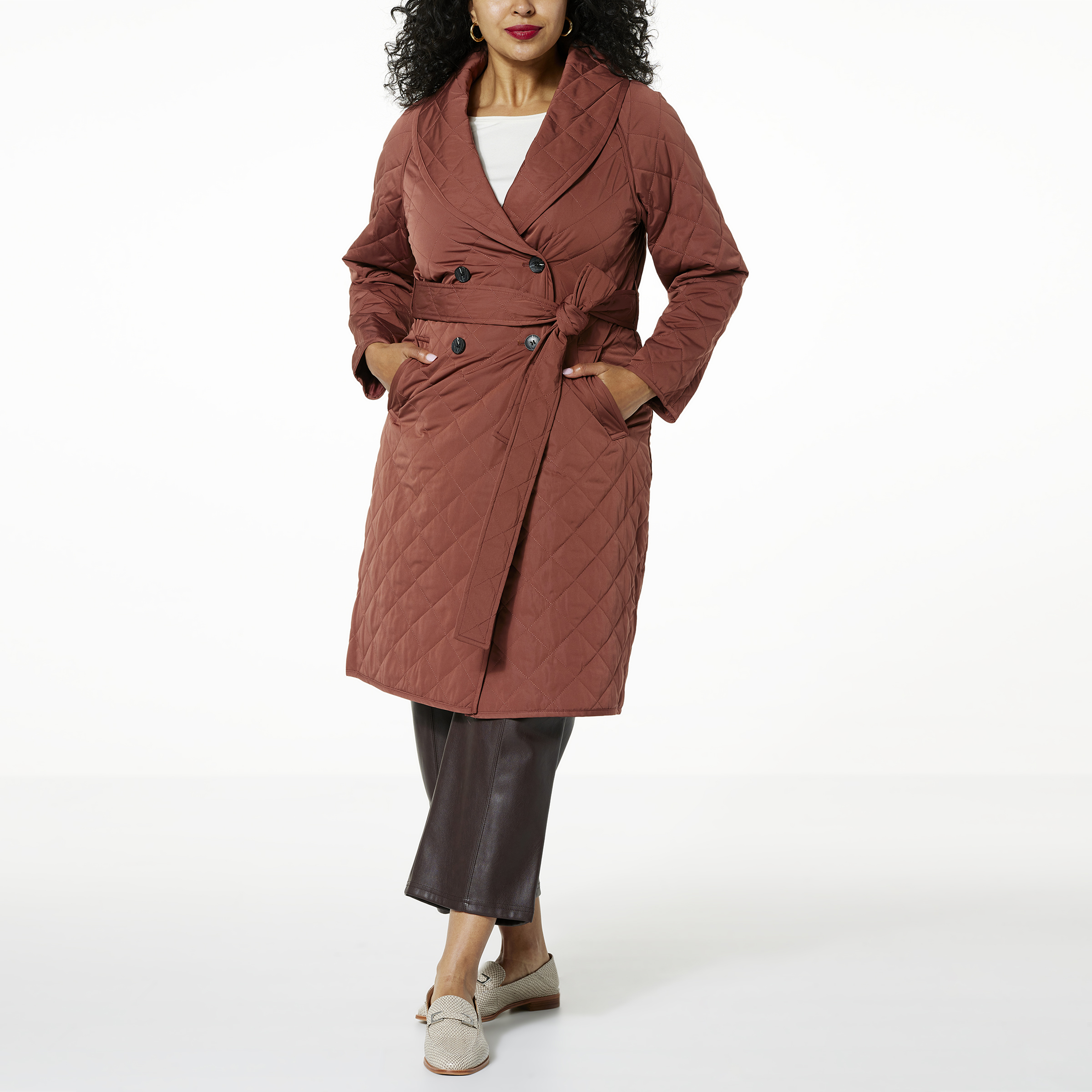 kathy ireland® Fashion 360 Ever Artanis Quilted Shawl Collar Coat ...