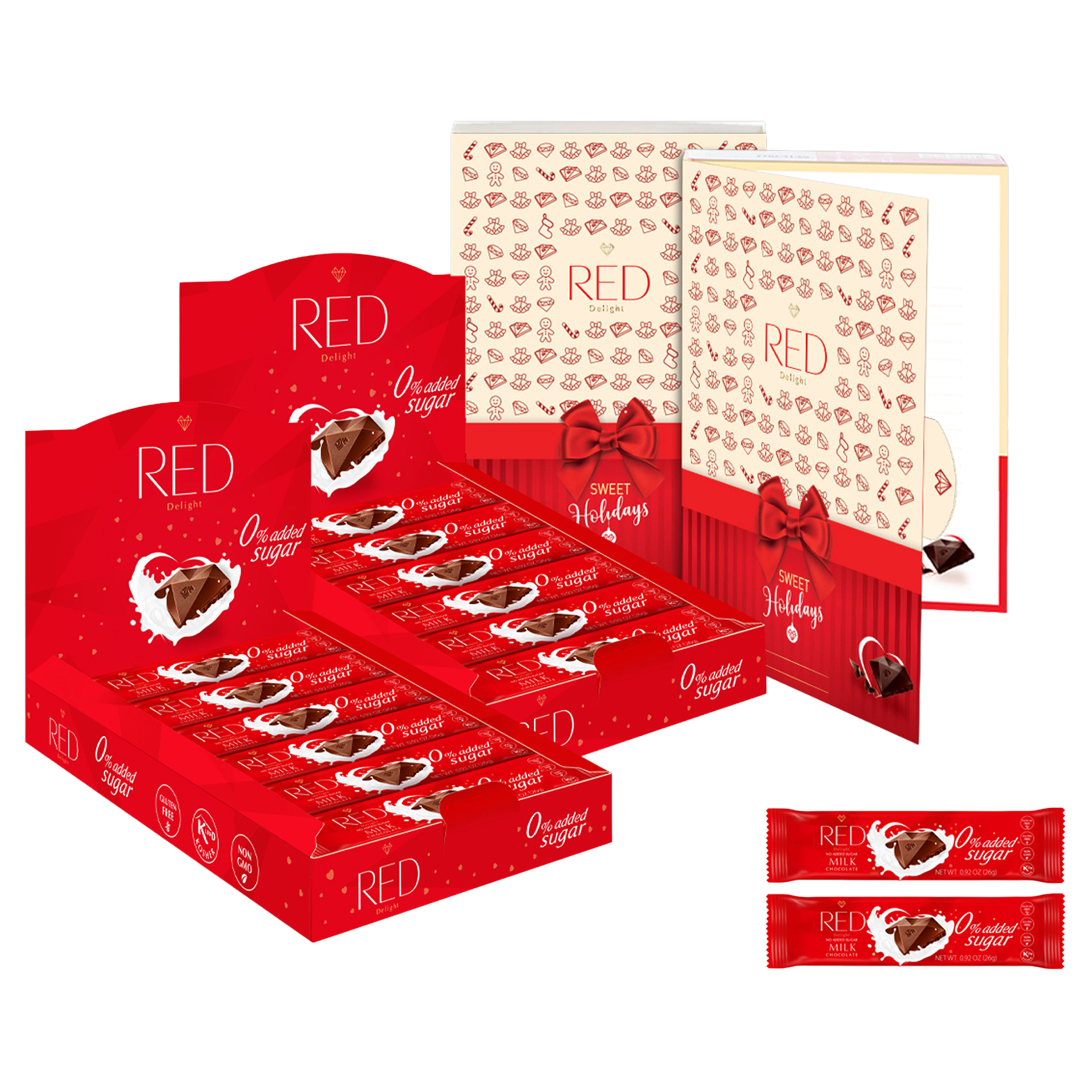 RED Grab & Go 24-pack Milk Chocolate Bars w/Gift Box - 21591934 | HSN