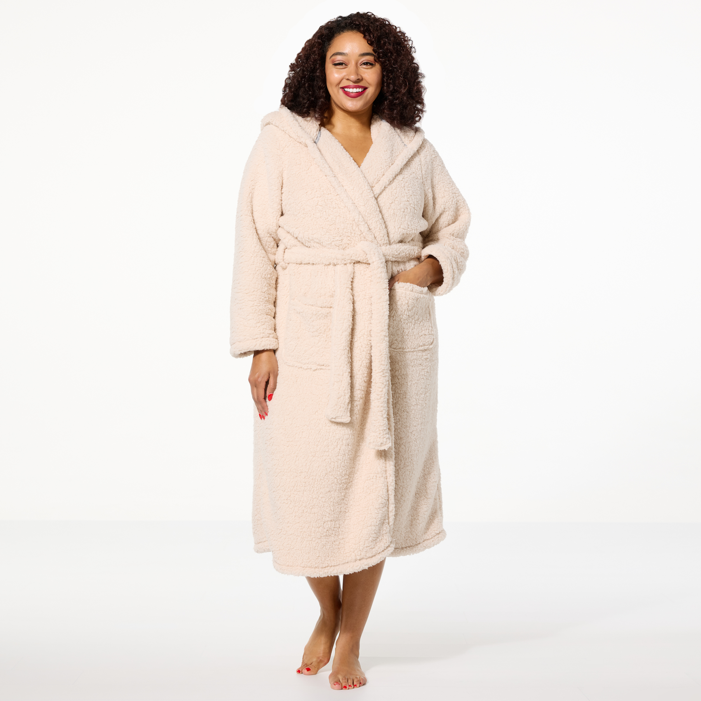 Comfort Code Plush Faux Sherpa Hooded Robe | HSN