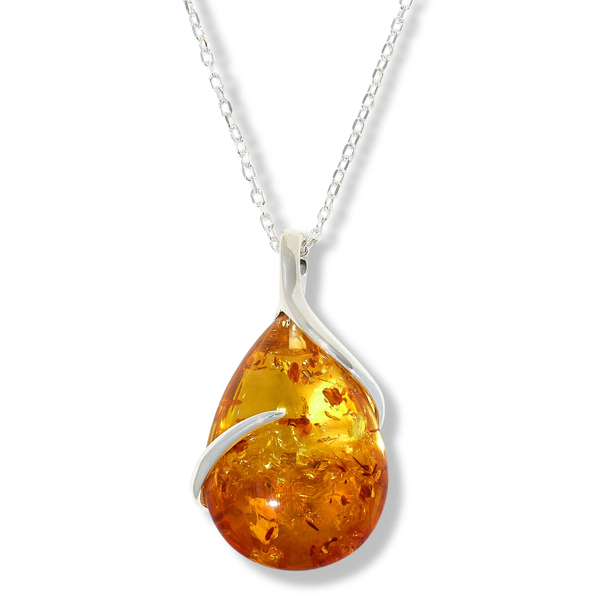 Amber Extraordinaire Sterling Silver Pear Ombré Stone Pendant ...