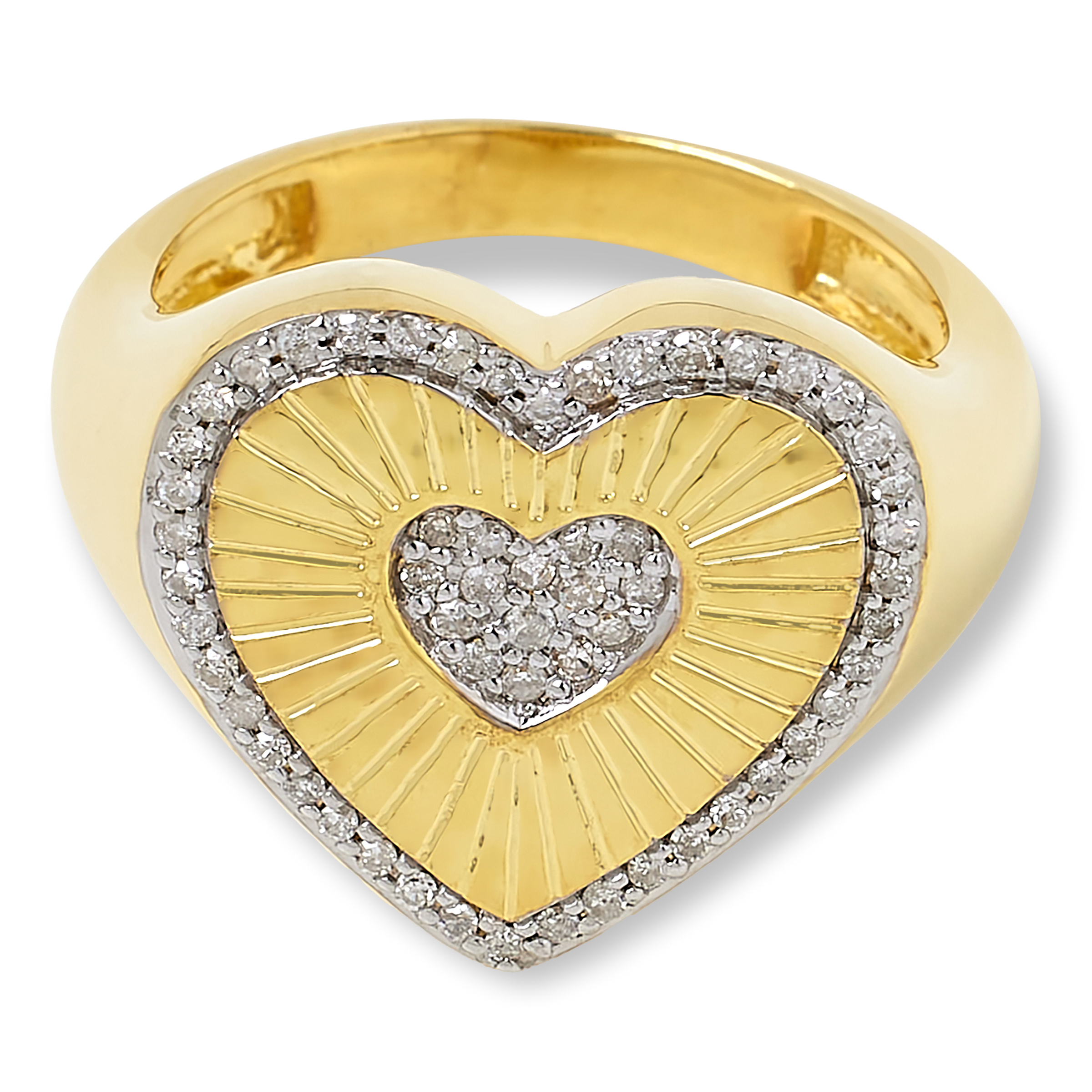 "As Is" Rarities Gold-Plated 1/4ctw Diamond Heart Ring - 23336576 | HSN