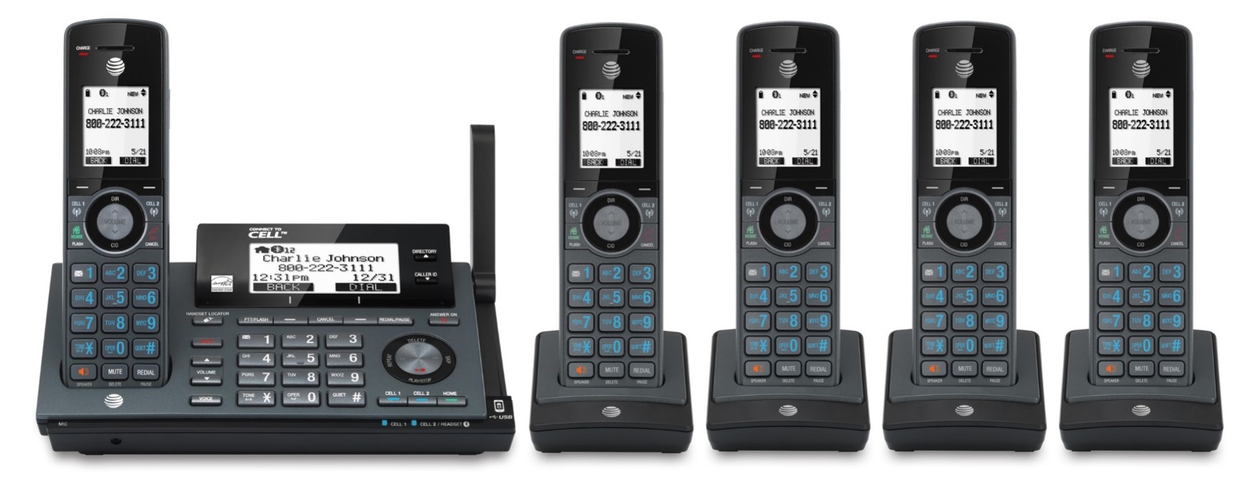 AT&T 5-piece Cordless Handset with Connect to Cell & Smart Call Block | HSN
