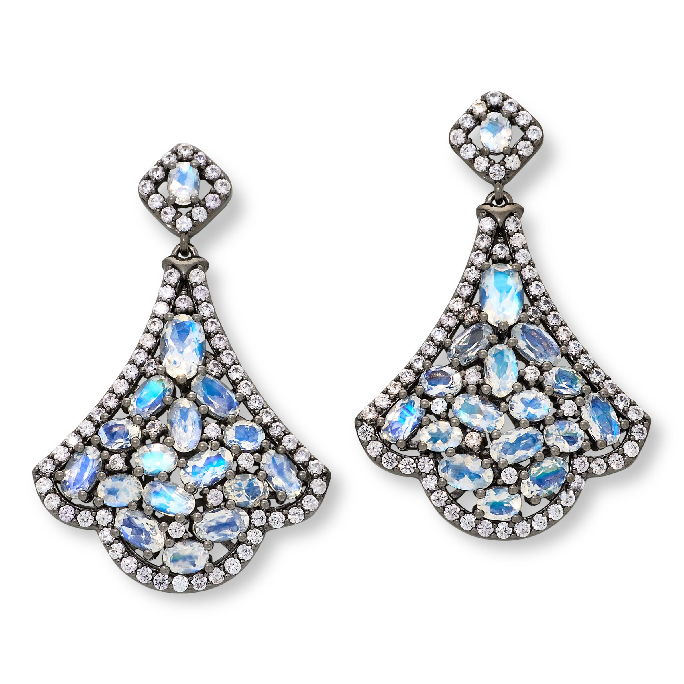 Rarities Sterling Silver Moonstone and White Zircon Earrings | HSN