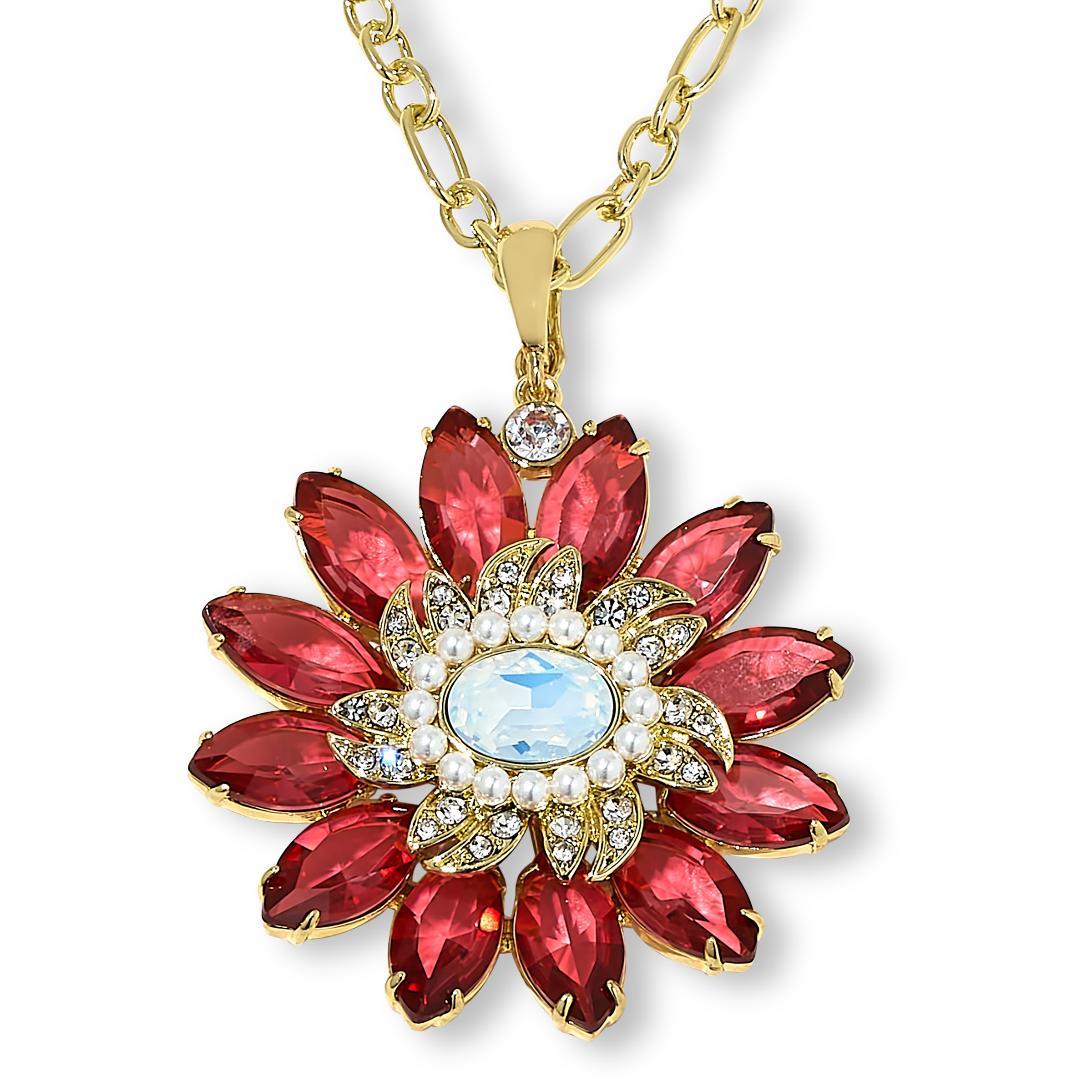 Heidi Daus "In Vogue" Glass and Crystal Flower Pendant with 30" Chain ...