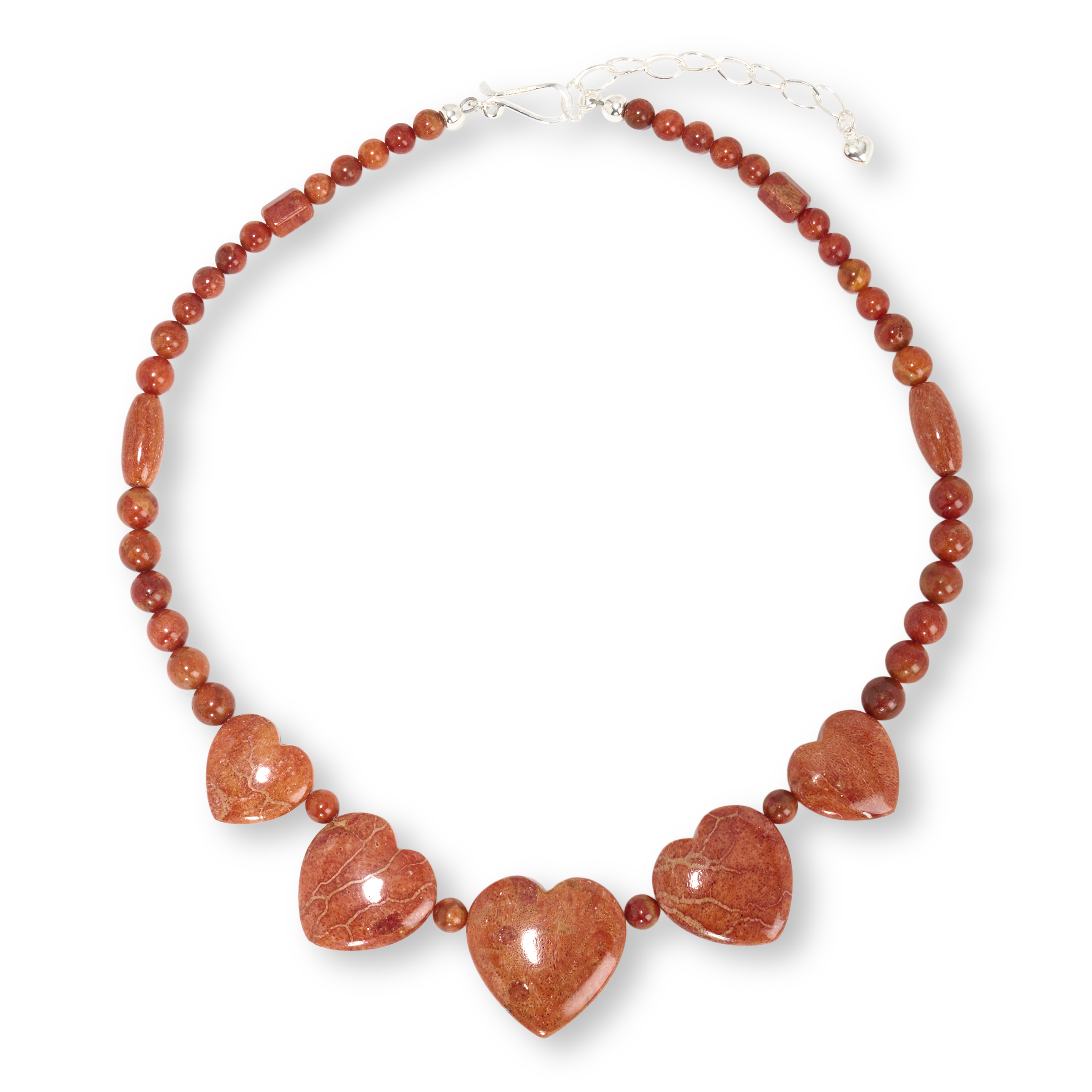 Jay King Sterling Silver Red Branch Coral Multi-Heart Necklace | HSN