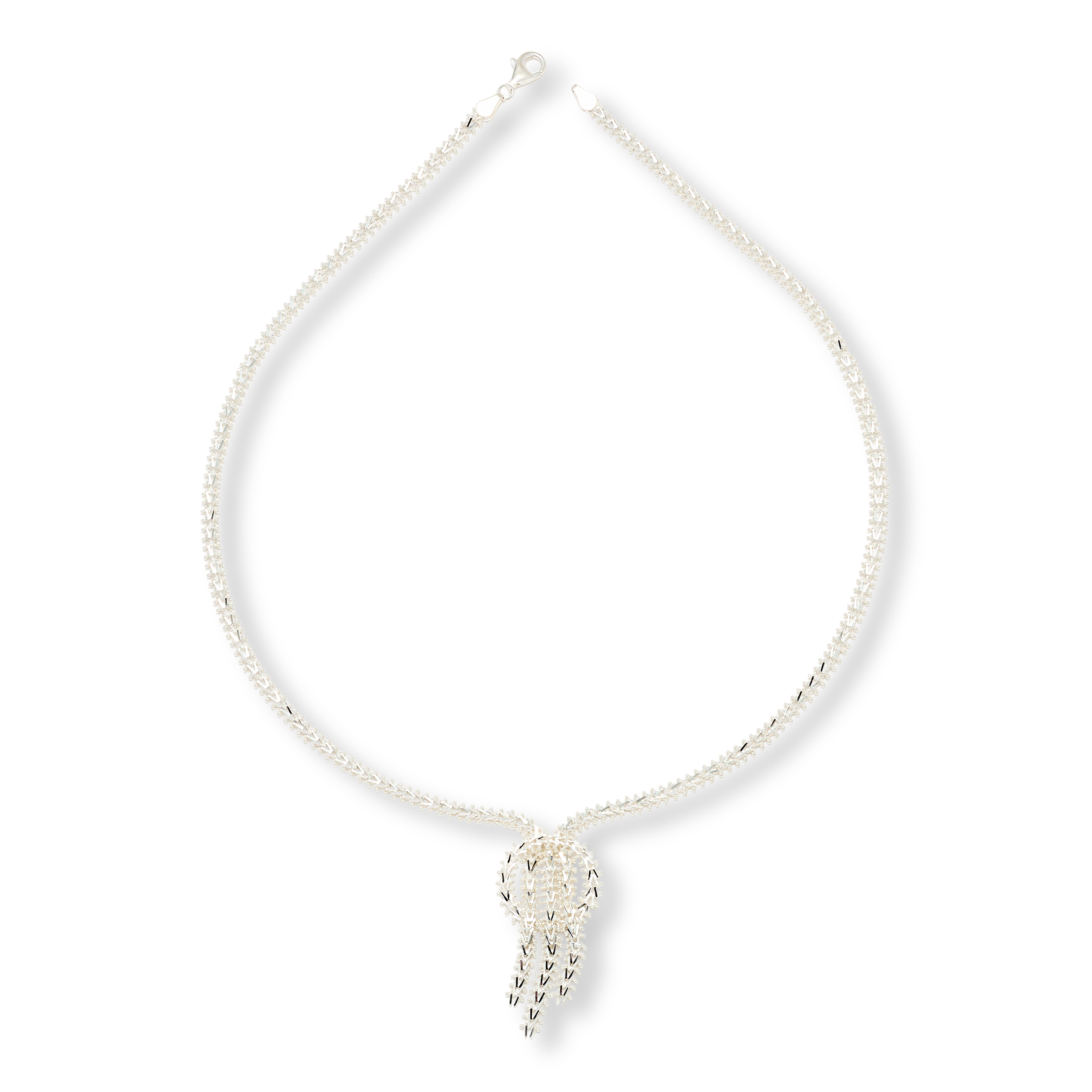 Imperial Silver Diamond-Cut Wheat Chain Fringe Drop Necklace | HSN