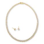 "As Is" Radiance by Absolute™ Round Tennis Necklace & Stud Earrings | HSN