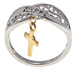 Michael Anthony Jewelry® 2-Tone "Faith" Ring with 10K Cross Charm | HSN