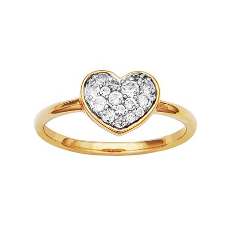 10K Gold Pave' Gemstone Diminutive Heart Ring - 23362895 | HSN