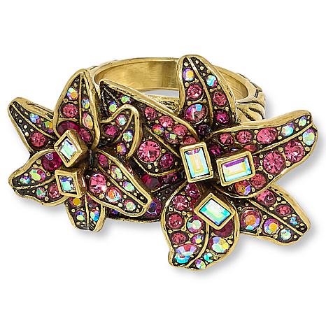 "As Is" Heidi Daus Best Buds Crystal Flower Ring | HSN