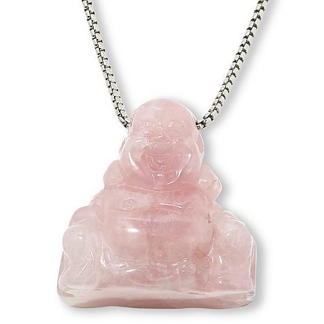 "As Is" KALIFANO Happy Buddha Carved Gemstone 30" Necklace | HSN