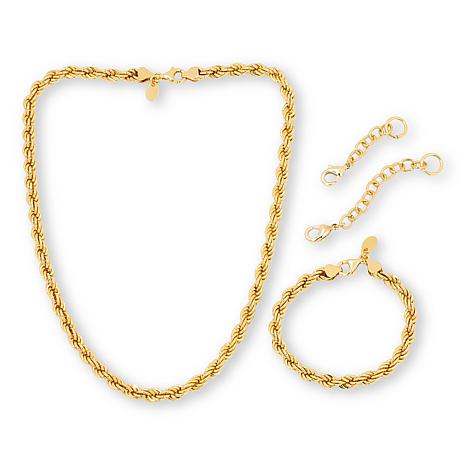 Bellezza Bronze Rope Chain Necklace and Bracelet 2-piece Set - 23506445 ...