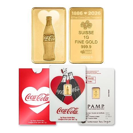 Coca Cola Valentine's Day Limited Edition 10,000 1 Gram Gold Bar | HSN