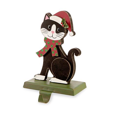 Glitzhome 7.75" Wooden and Metal Cat Stocking Holder - 22187652 | HSN