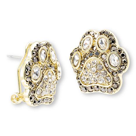 Heidi Daus Pretty Paw Print Black Crystal Earrings | HSN