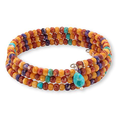 Jay King Multicolor Spiny Oyster Shell & Turquoise Bead Coil Bracelet | HSN