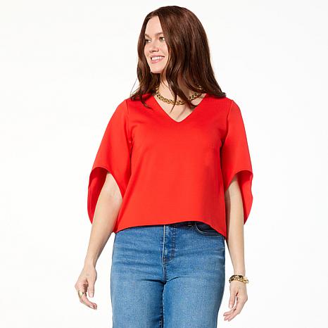 LB70 by Lloyd Boston Sculpted V-Neck Cape Blouse | HSN