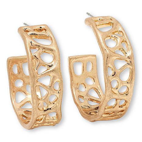 MarlaWynne Geometric Open Freeform Honeycomb Hoop Earrings | HSN