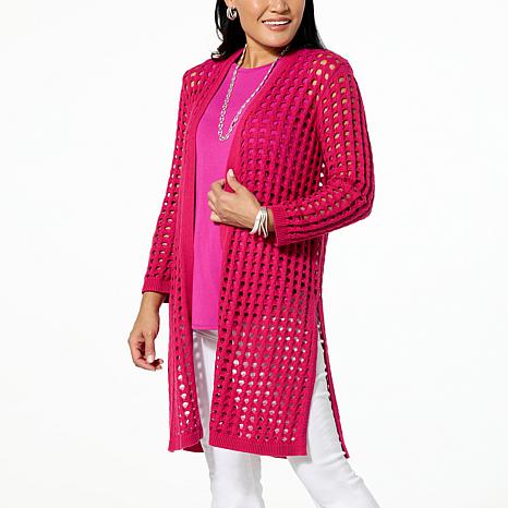WynneLayers Holey Stitch 3/4-Sleeve Duster - 22618122 | HSN
