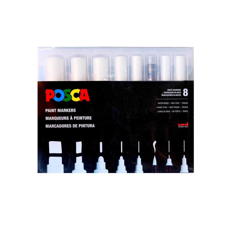 Uni Posca White Paint Markers - 8-pack Assorted Points - 9835480 | HSN