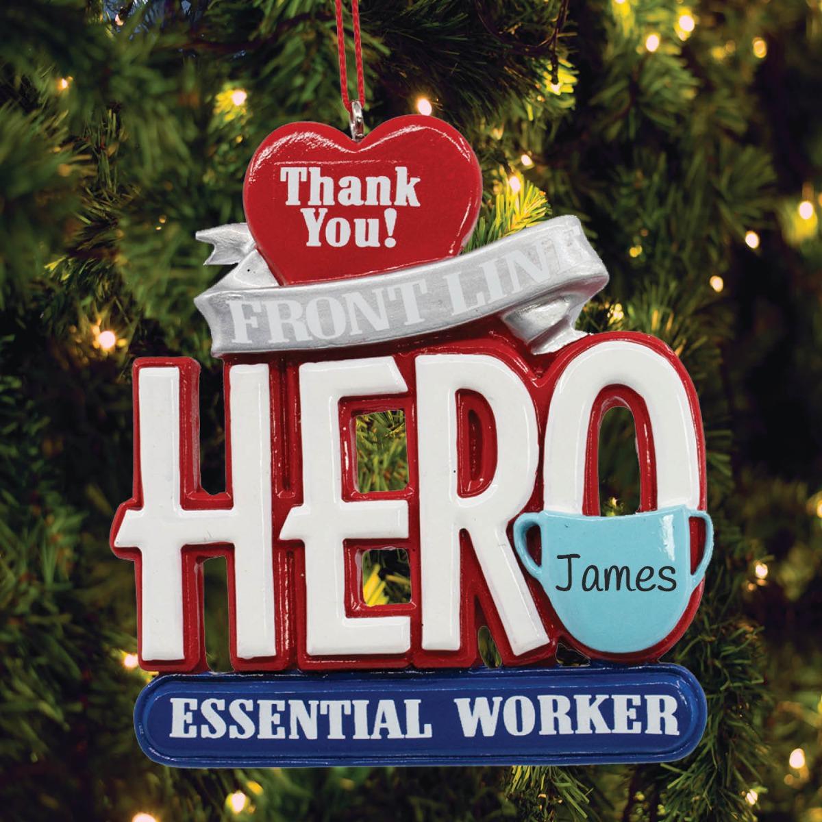 Essential Worker Front Line Hero Personalized Ornament | HSN