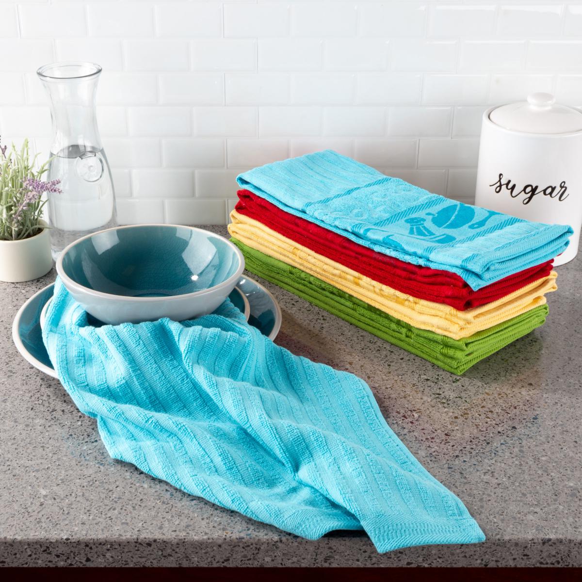 Hastings Home Kitchen Dish Towels with Kitchen Icons Set of 8 ...