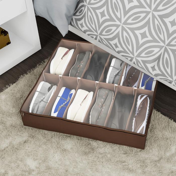 Hastings Home Under Bed Shoe Storage Organizer - Brown | HSN