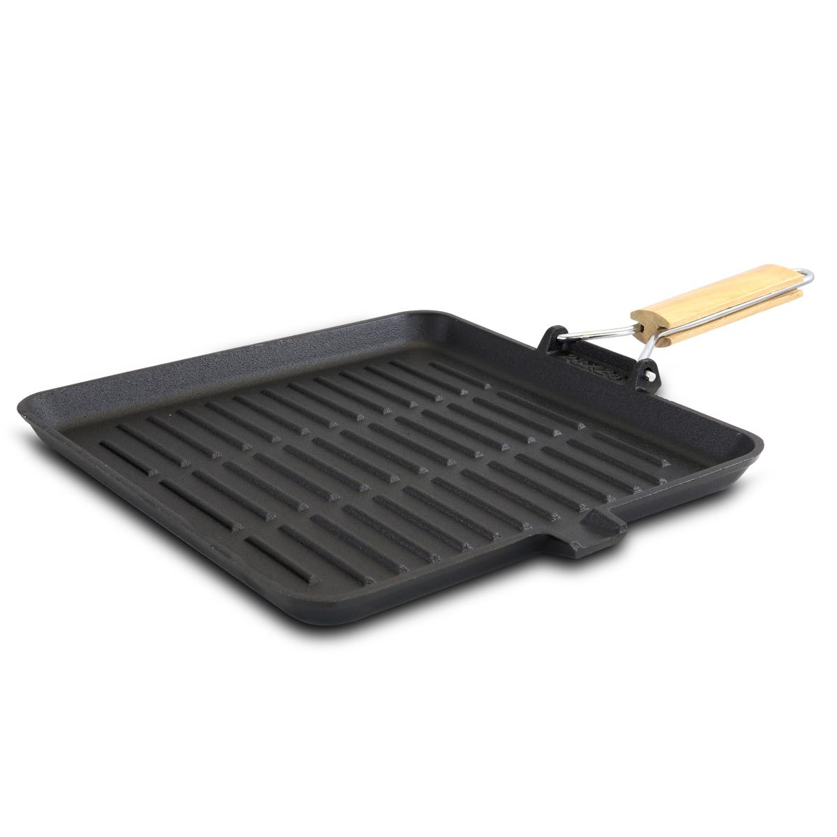 General Store Addlestone 14" Pre-Seasoned Cast Iron Grill Pan w Handle ...