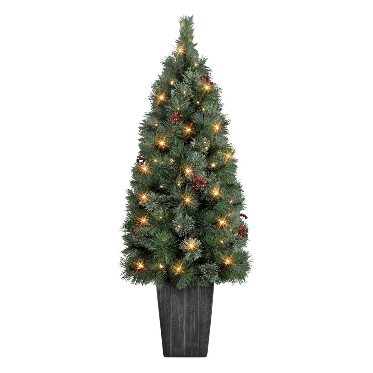 Puleo International 4' Potted Cascade Pine Tree with Plastic Pot ...
