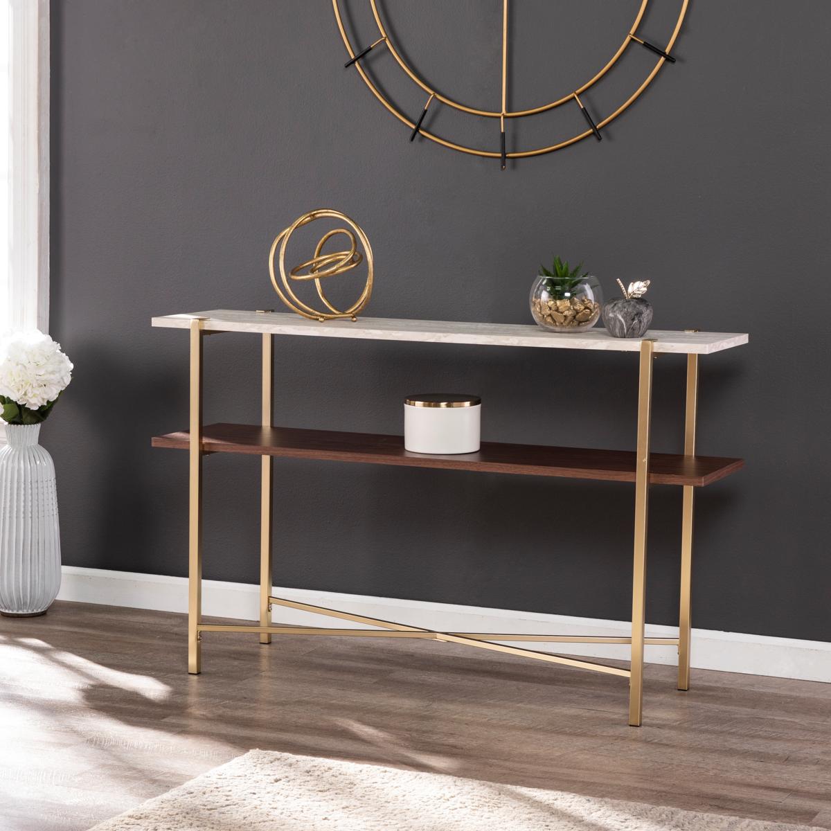 Southern Enterprises Ardmillan Faux Marble Console Table w/ Storage ...