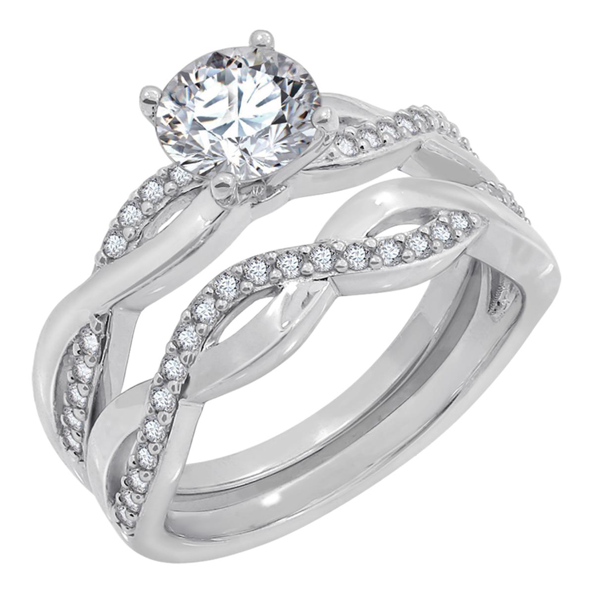 Radiance by Absolute™ 3.12ctw Twist-Shank Solitaire Ring 2-piece Set | HSN