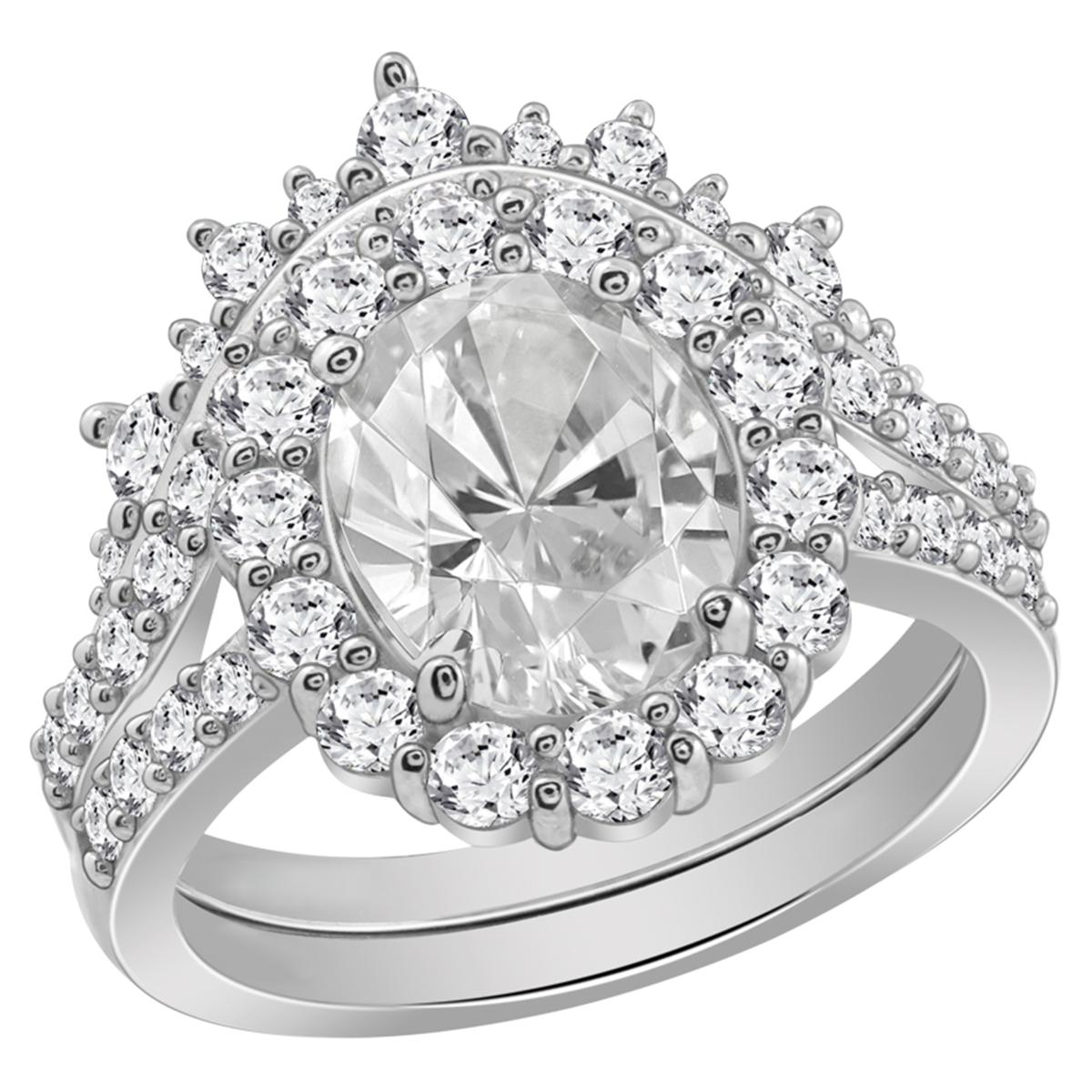 Radiance by Absolute™ 7.61ctw Oval Halo Boxed Bridal Ring 2-piece Set | HSN