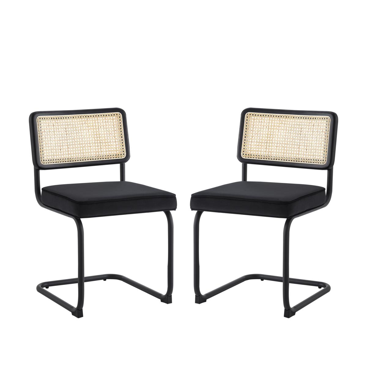 Inspired Home Marquis Dining Chair with Velvet Padded Seat, Black ...