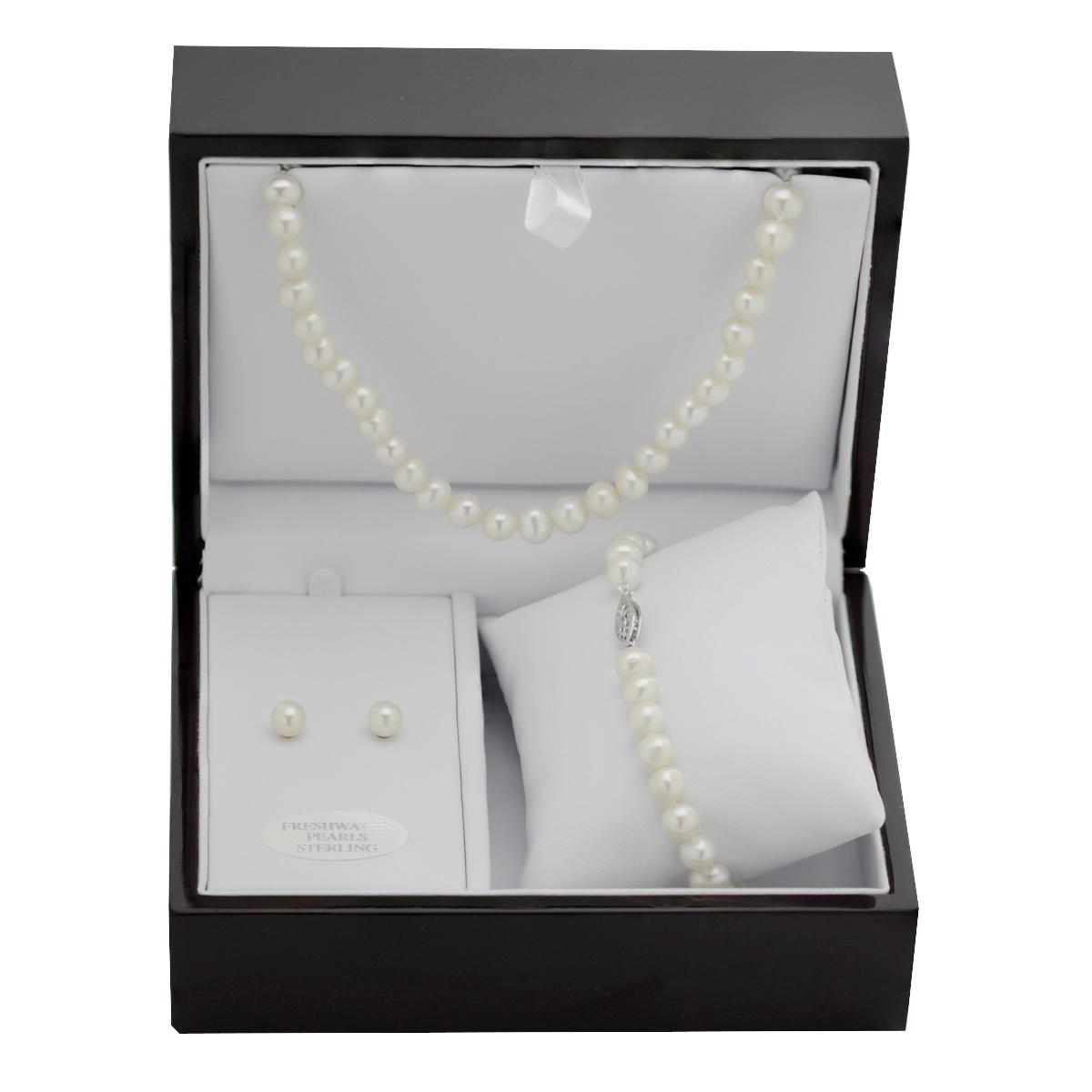 Sterling Silver Cultured Freshwater Pearl 3-Piece Jewelry Set - 22893254 | HSN