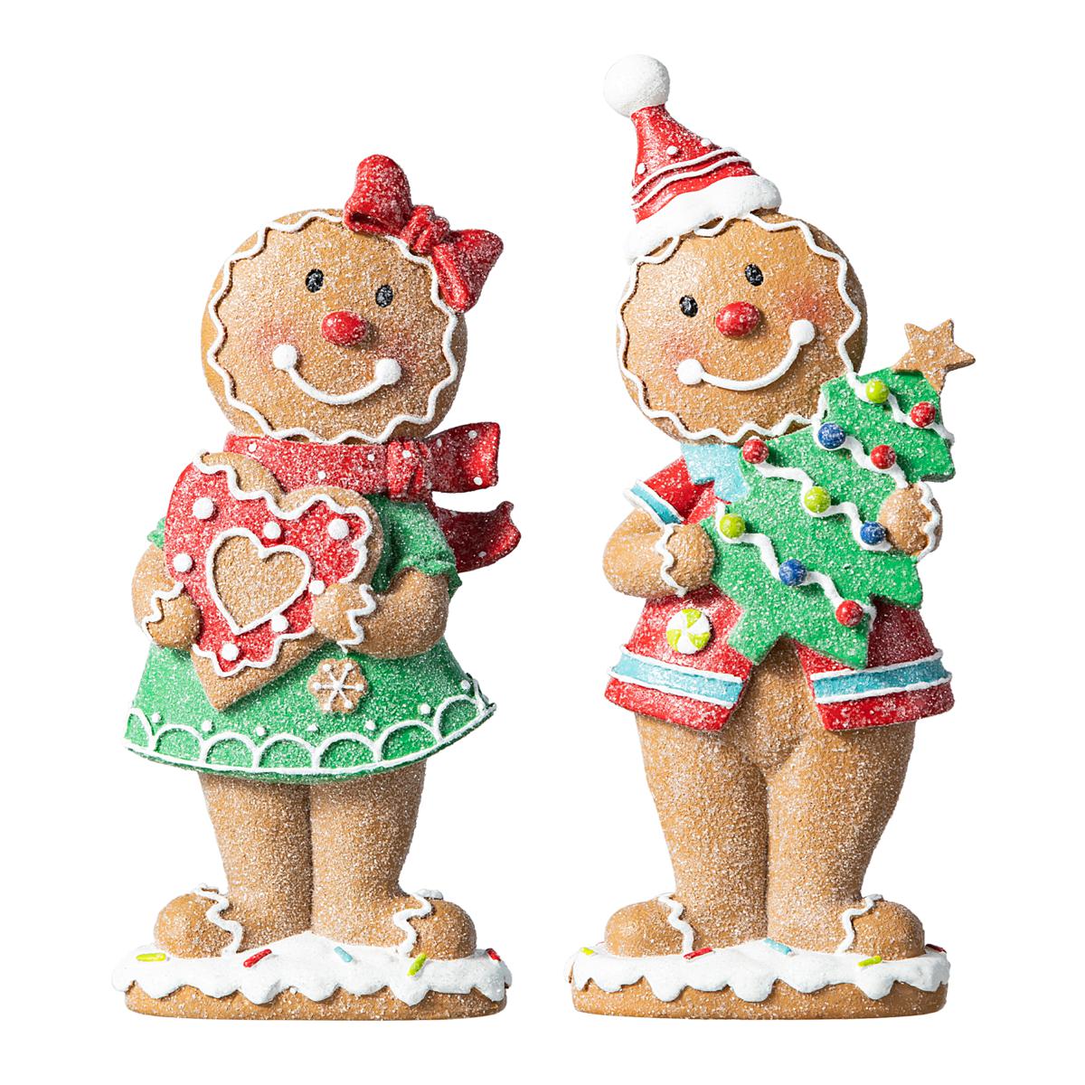 9.75'' Resin Christmas Gingerbread Table Decor - Set of 2 | HSN
