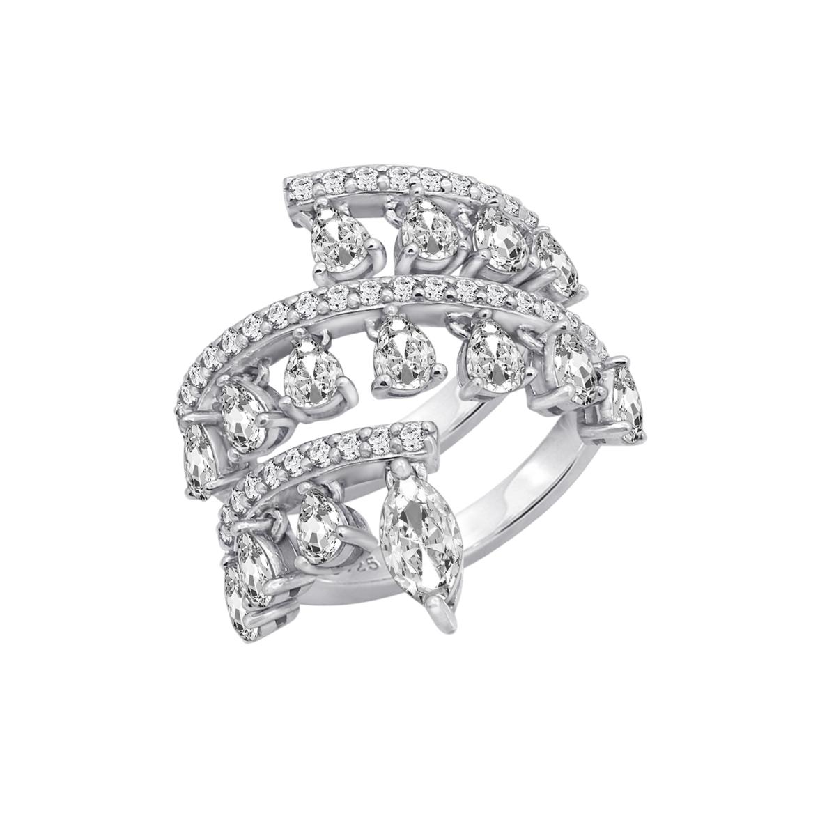 Radiance by Absolute™ Couture 6.26ctw 3-Row Open Bypass Ring | HSN