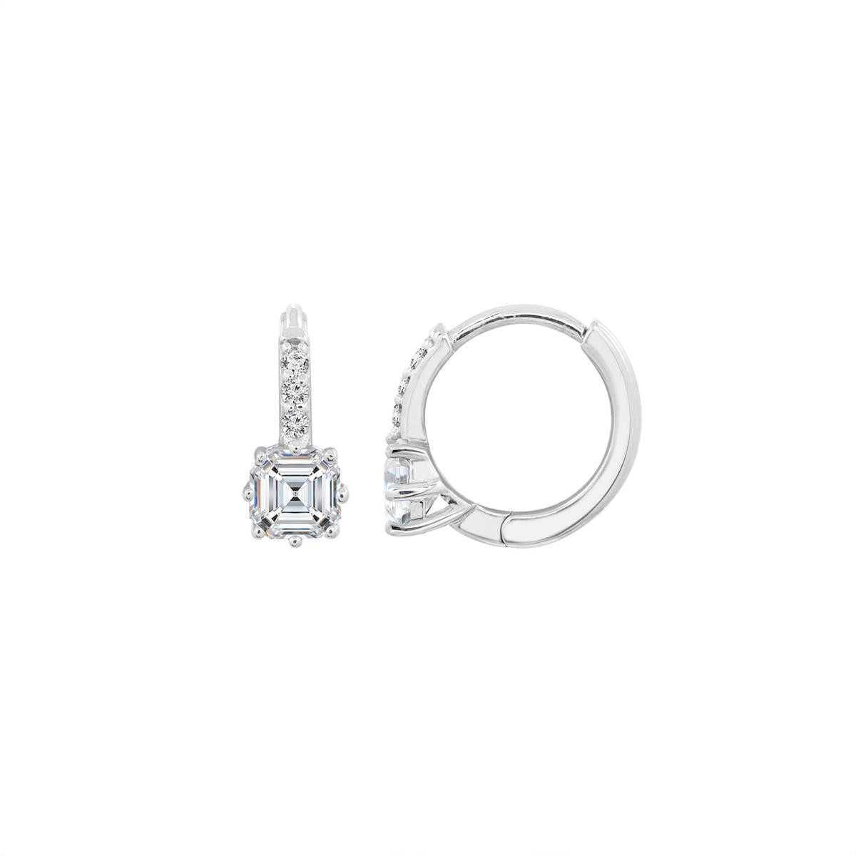 Radiance by Absolute™ Asscher Cut and Round Stud-Style Hoop Earrings | HSN
