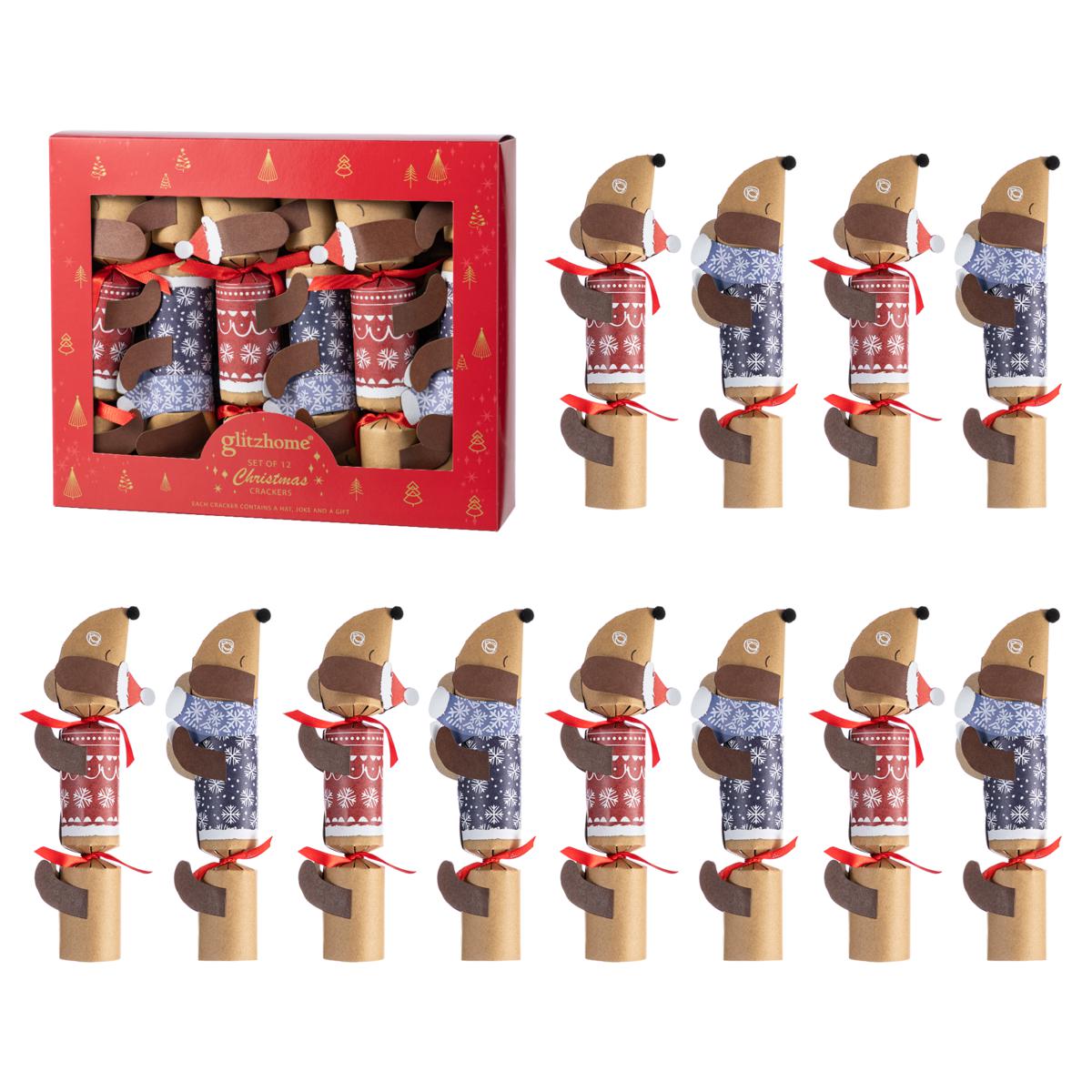 12-Pack Christmas Party Crackers with Dog Design | HSN