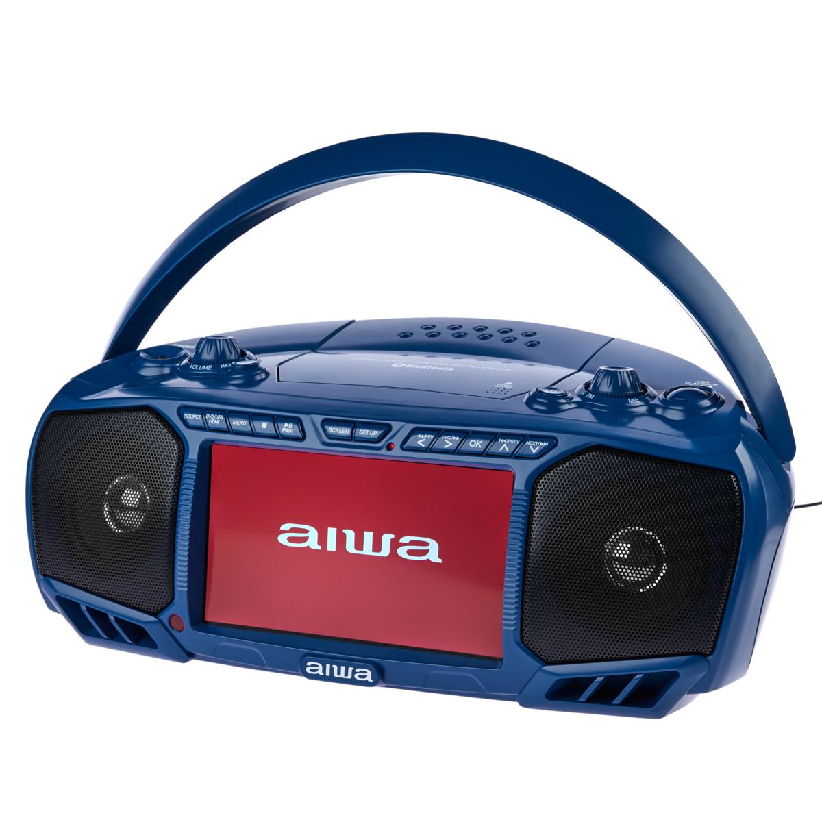 Aiwa 7" LCD Streaming, DVD, CD, FM Radio & Bluetooth Portable Boombox ...