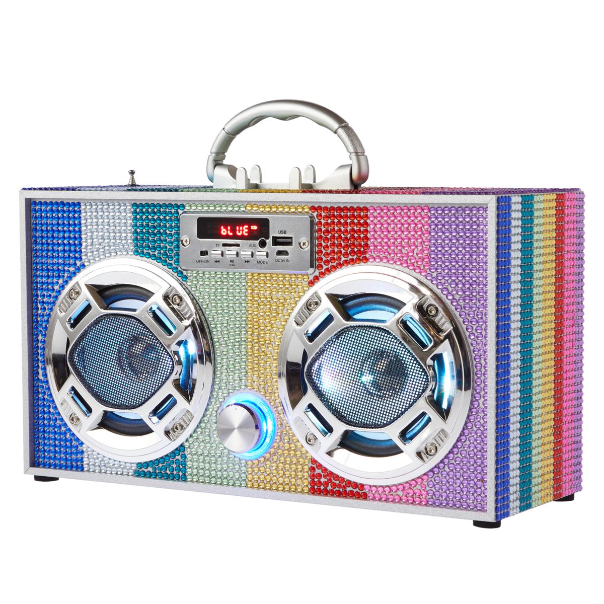 Boombox Couture Mini Bling Boombox with BT & LED Lights | HSN