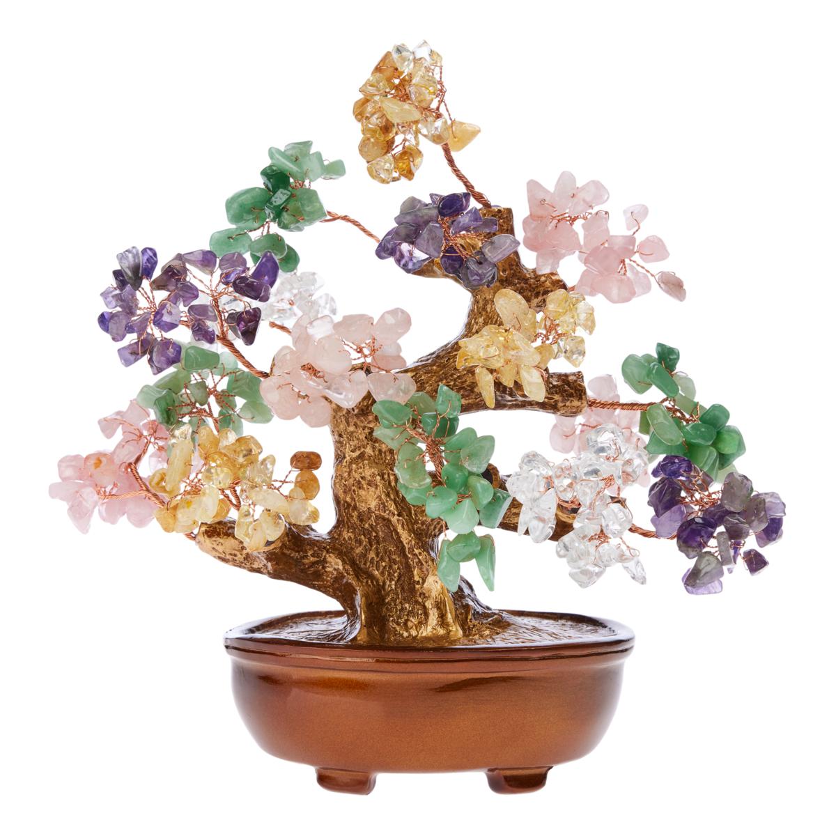(HSN) KALIFANO 8.25" Gemstone Bonsai Tree of Life Sculpture ...