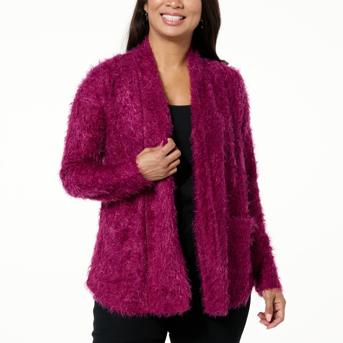 Colleen Lopez Open-Front Eyelash Cardigan | HSN