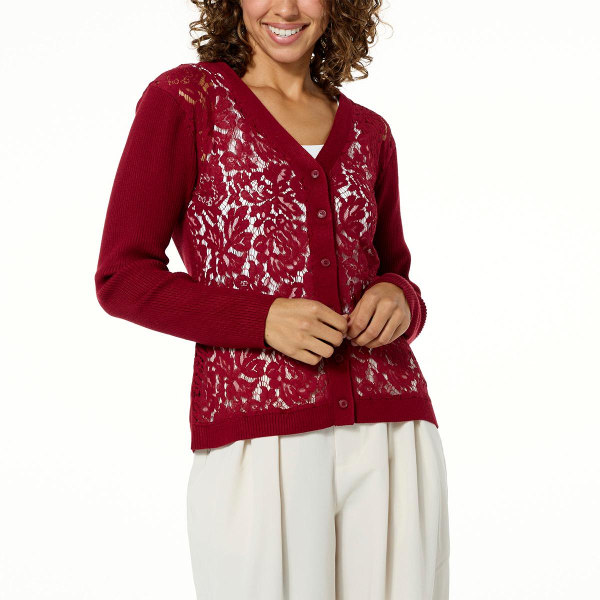 kathy ireland® Fashion 360 Lady Ann Lace Combo Cardigan - 20961667 | HSN