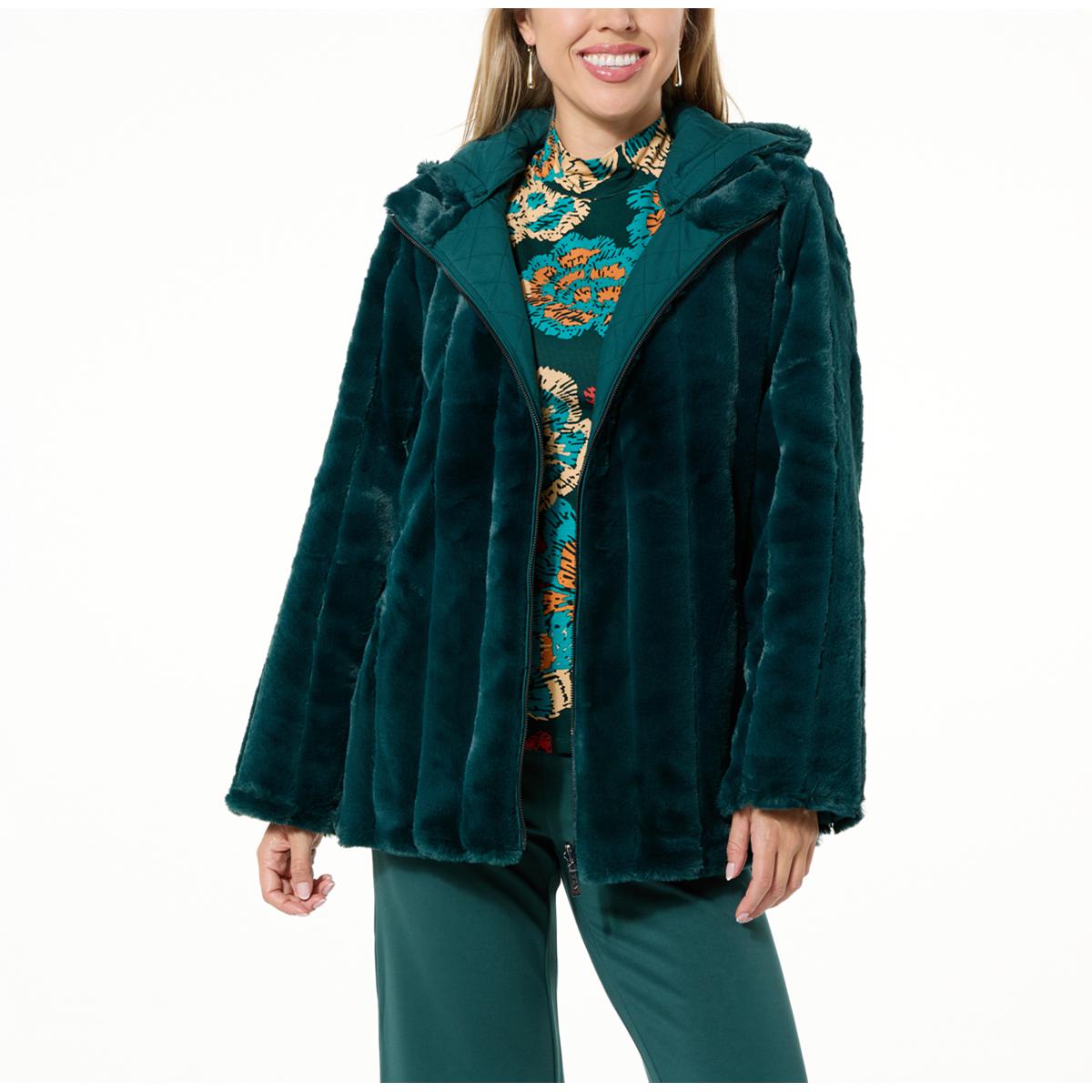 IMAN Global Chic Reversible Faux Fur/Quilted Jacket | HSN
